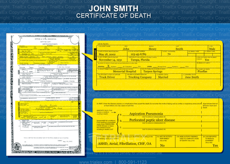 CERTIFICATE OF DEATH CALL OUT - Trial Exhibits Inc.